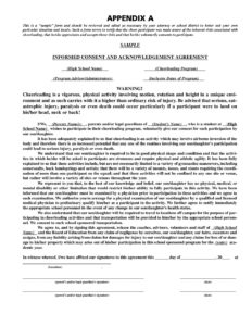 Sample Consent and Acknowledgement Agreement - USA Cheer